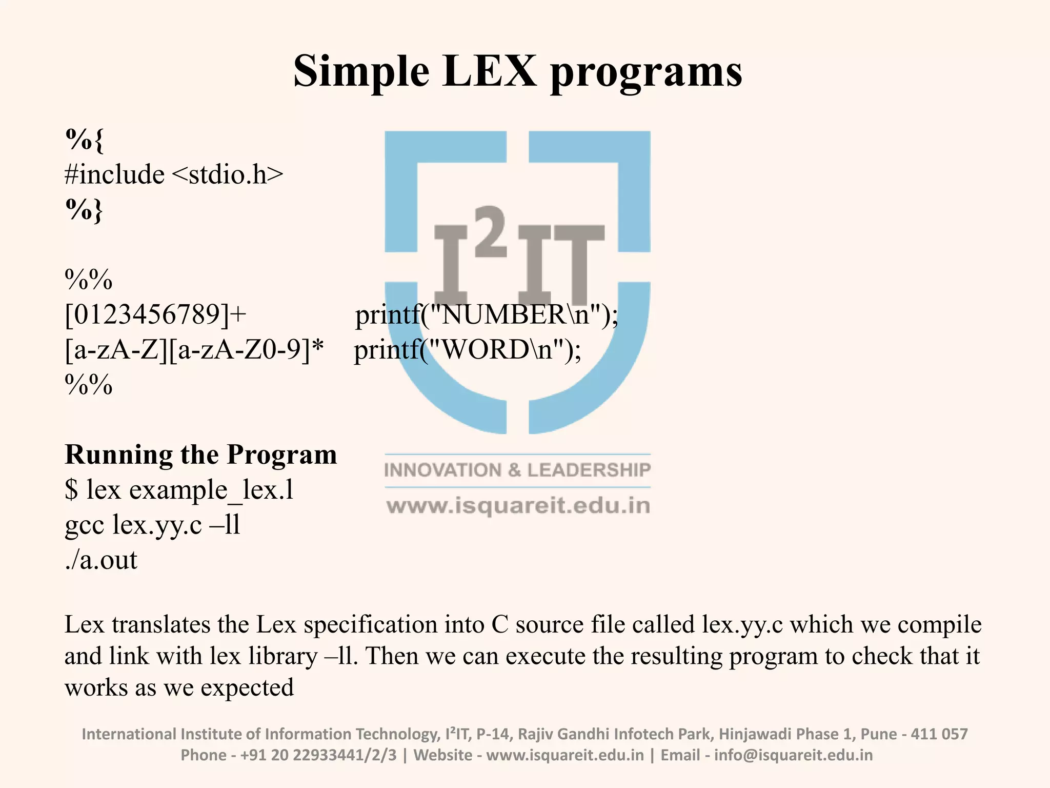 Programming with LEX & YACC | PPTX | Desktop Publishing | Computer ...