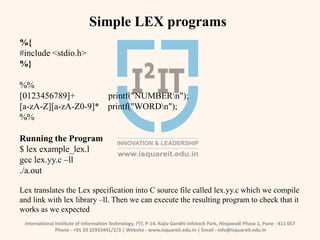 Programming with LEX & YACC | PPTX | Desktop Publishing | Computer Software and Applications