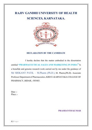 Pharmaceutical Sales & Marketing in India (PDF) by Prashanth Kumar. | PDF