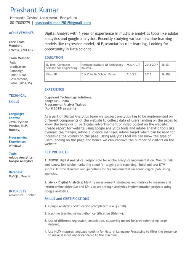Prashant kumar resume | PDF