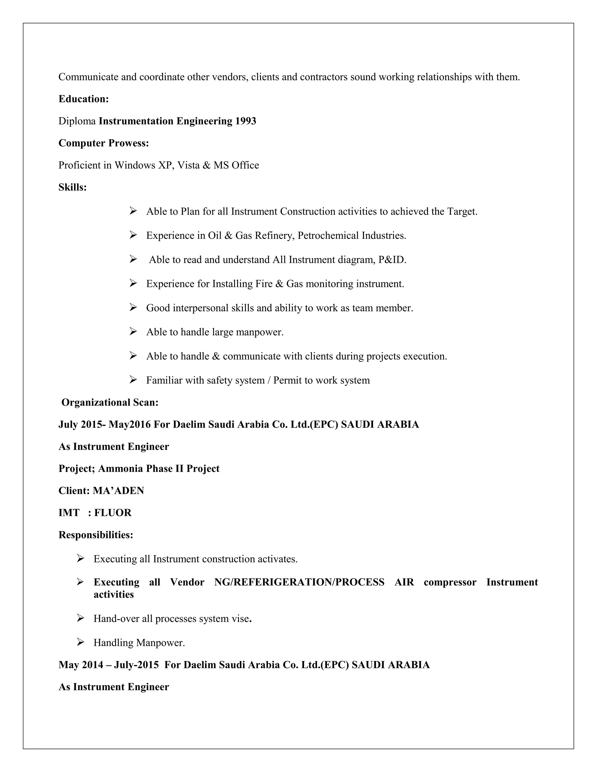 Instrument Engineer | PDF