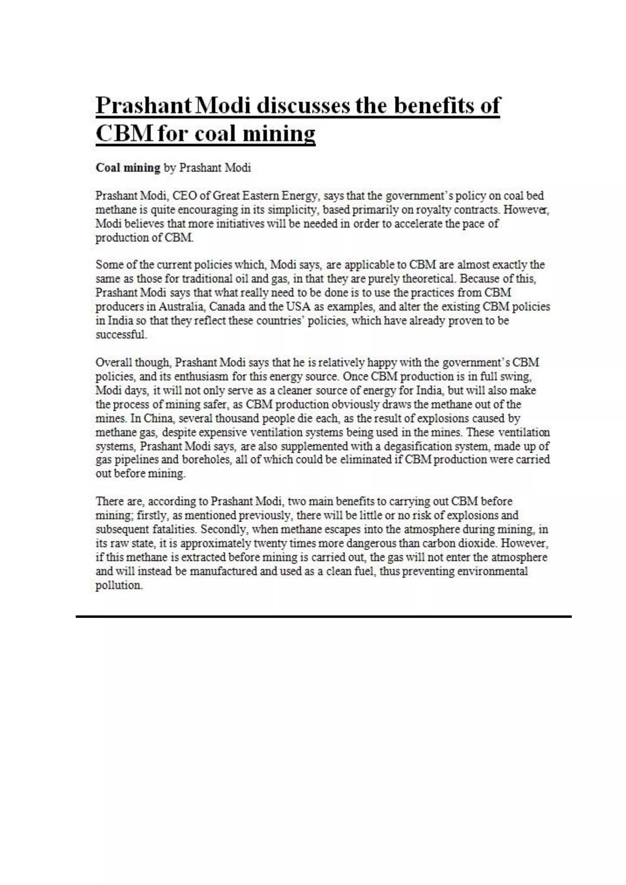 Prashant modi talks coal mining at geecl | PDF