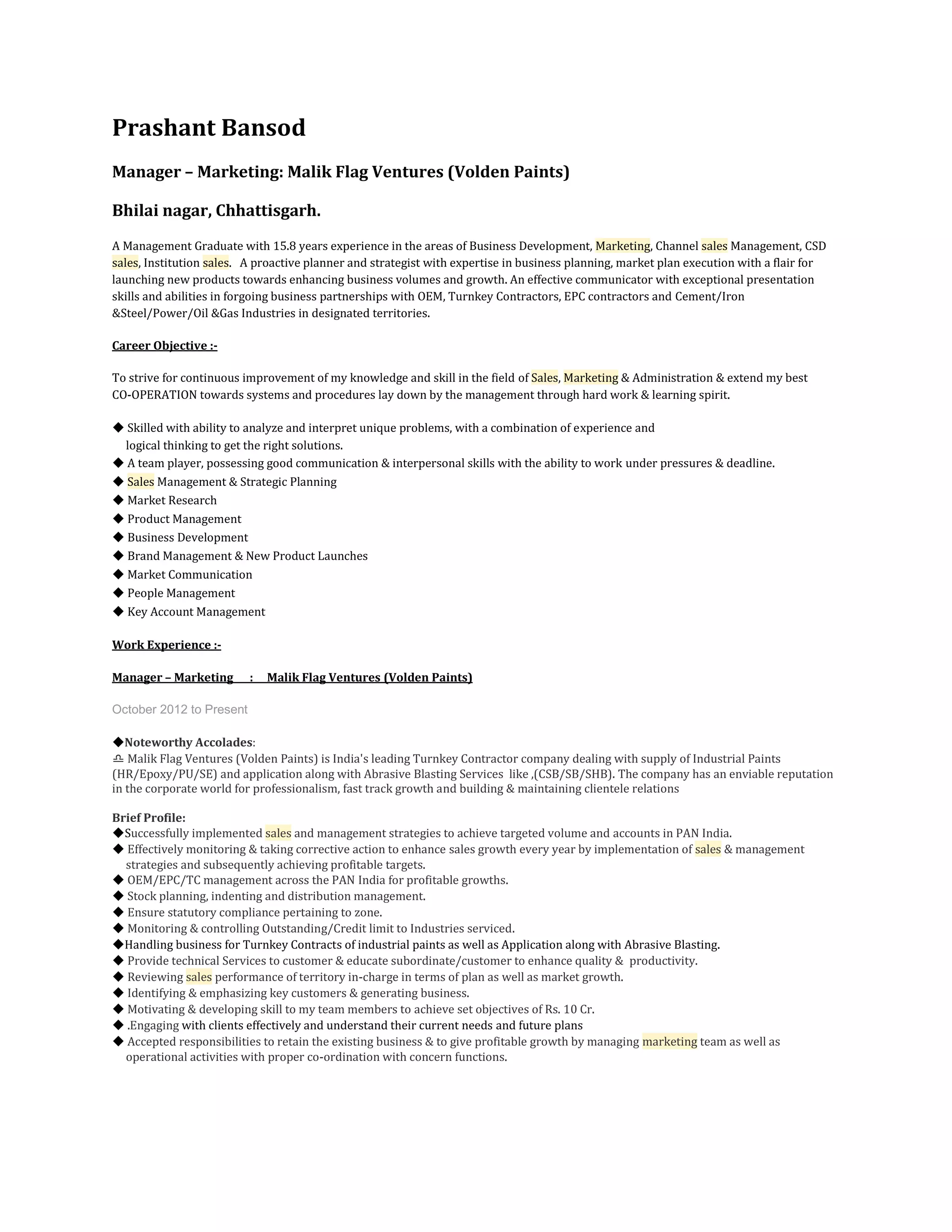 Prashant resume 2015 pdf | PDF