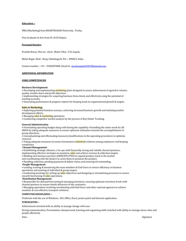 Prashant resume 2015 pdf | PDF | Business Administration | Business