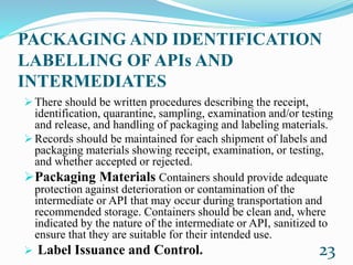 ICH Q7 GMP for API | PPTX