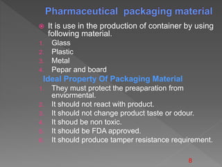 packaging materilas | PPTX | Pharmaceutical Industry | Industries