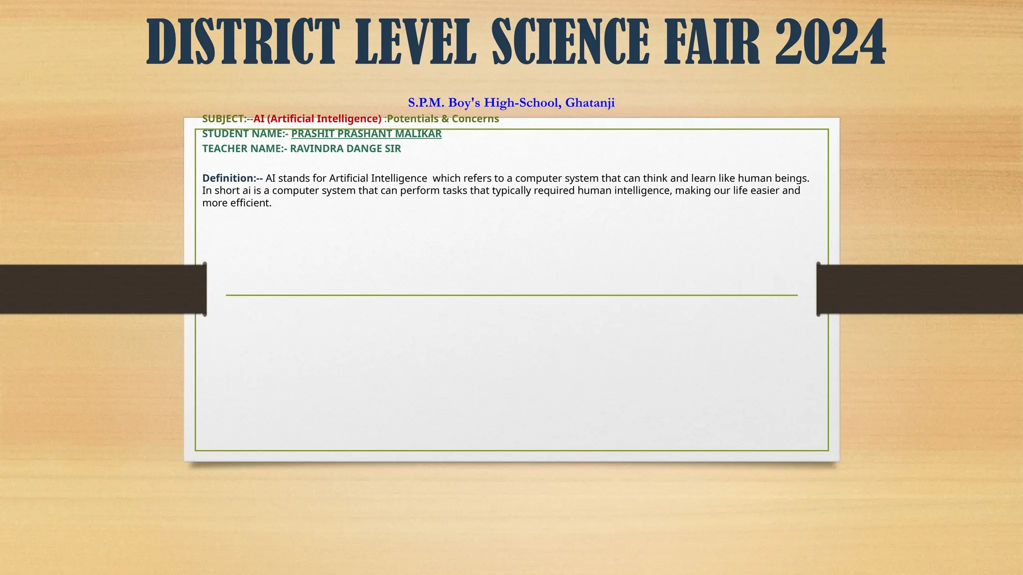 Prashit Artificial Intelligence Science Fair.pptx | Artificial ...