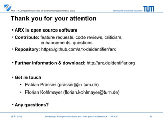 ARX - a comprehensive tool for anonymizing / de-identifying biomedical data | PDF