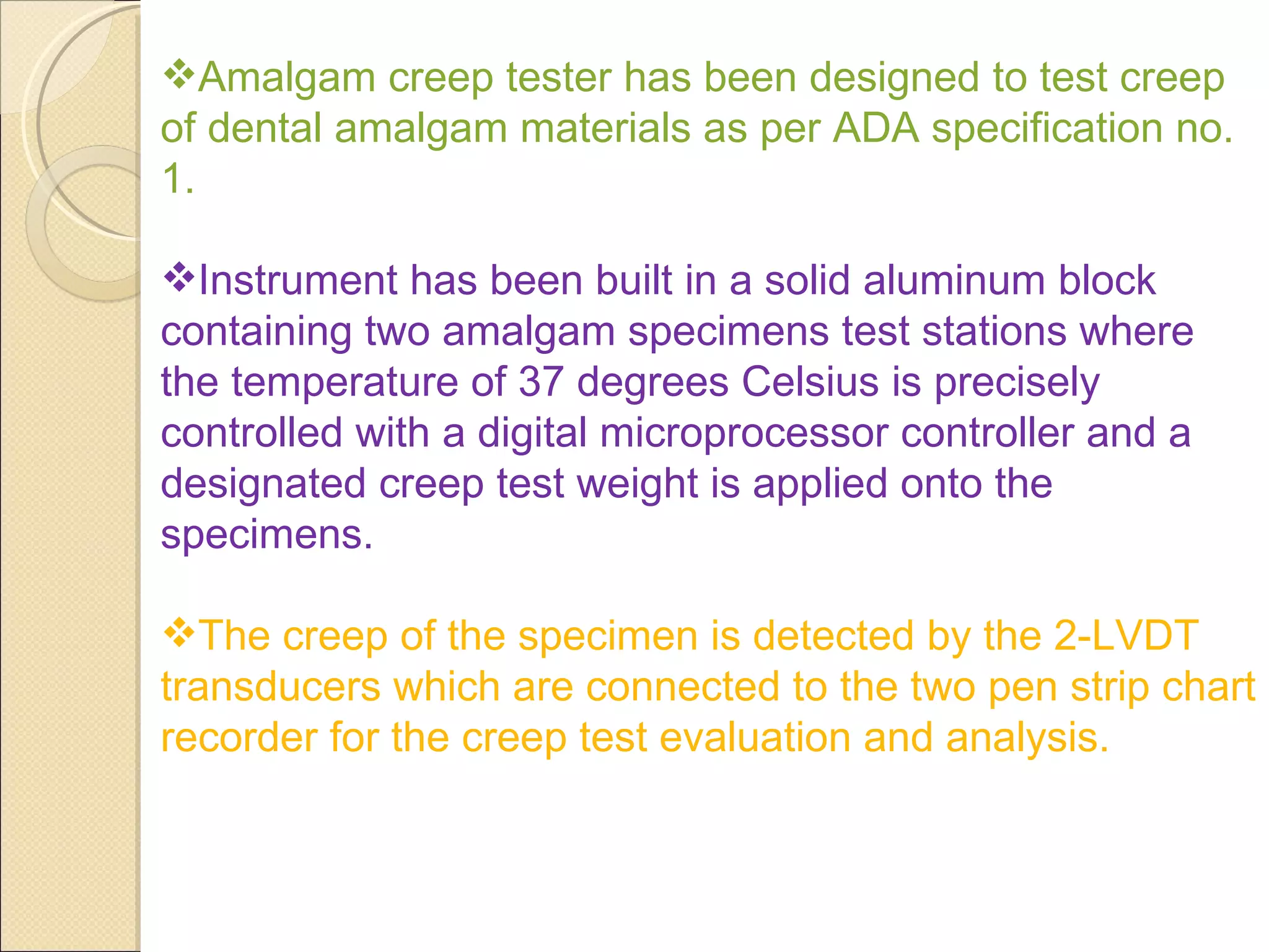 Strength and creep of dental amalgam | PPT