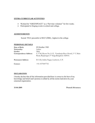 Prateek%27s%20 Cv[1] | PDF