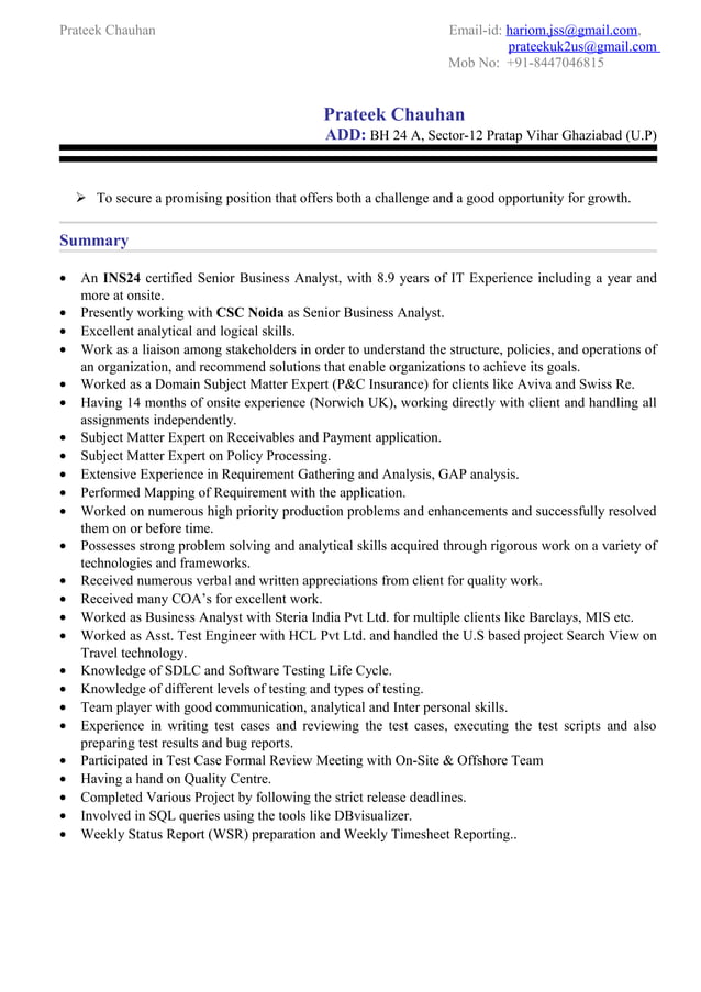 Prateek chauhan cv senior business analyst_csc | DOC