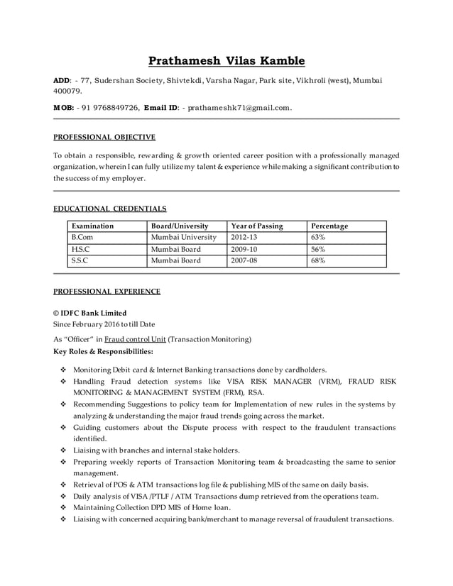Prathamesh vilas kamble cv | PDF | Free Download