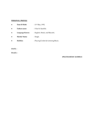 Prathamesh vilas kamble cv | PDF