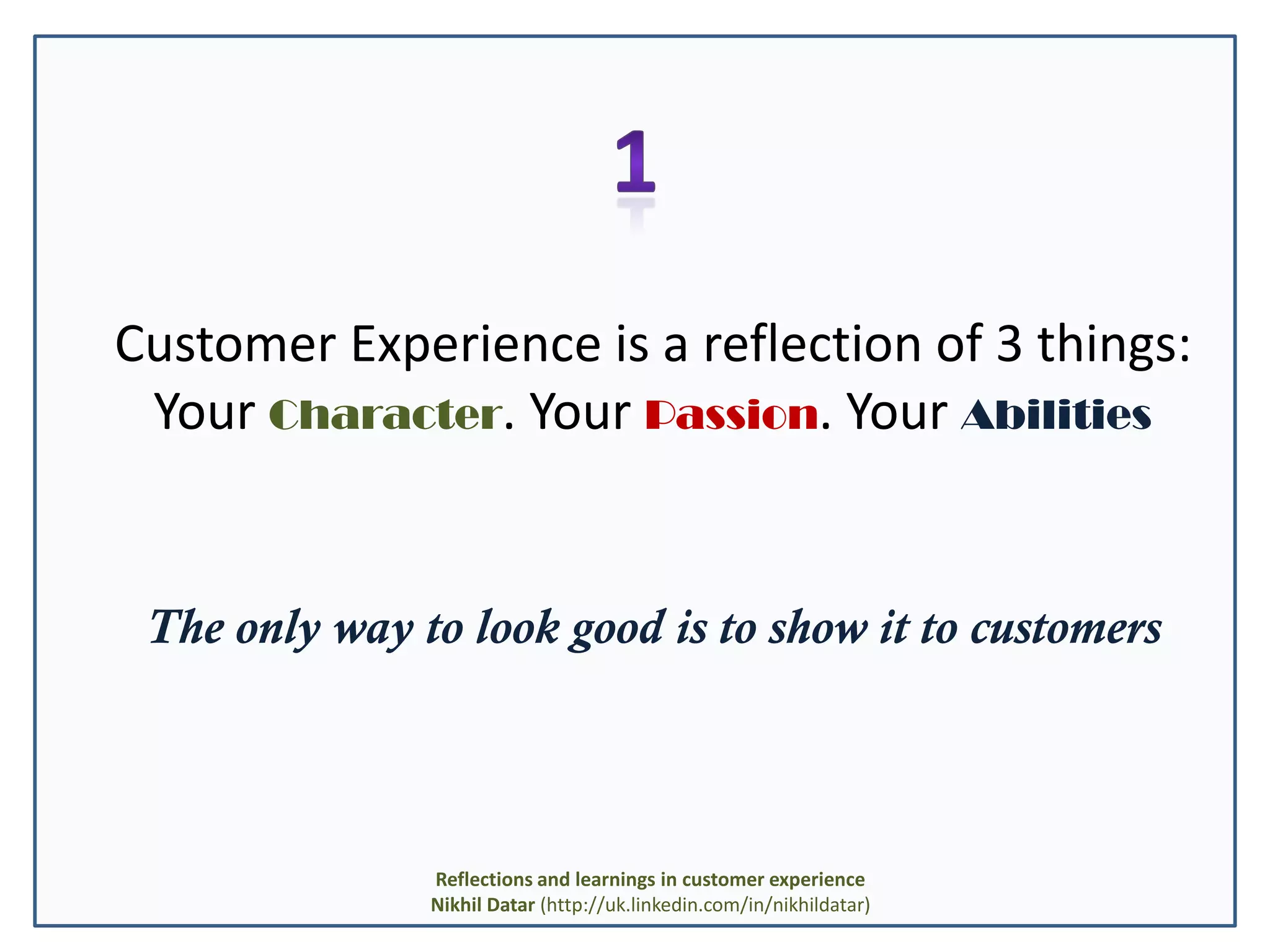 Reflections on Customer Experience | PPT