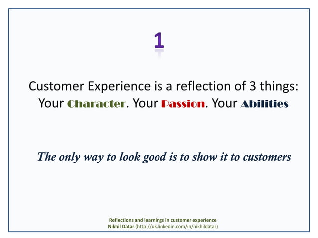 Reflections on Customer Experience | PPT