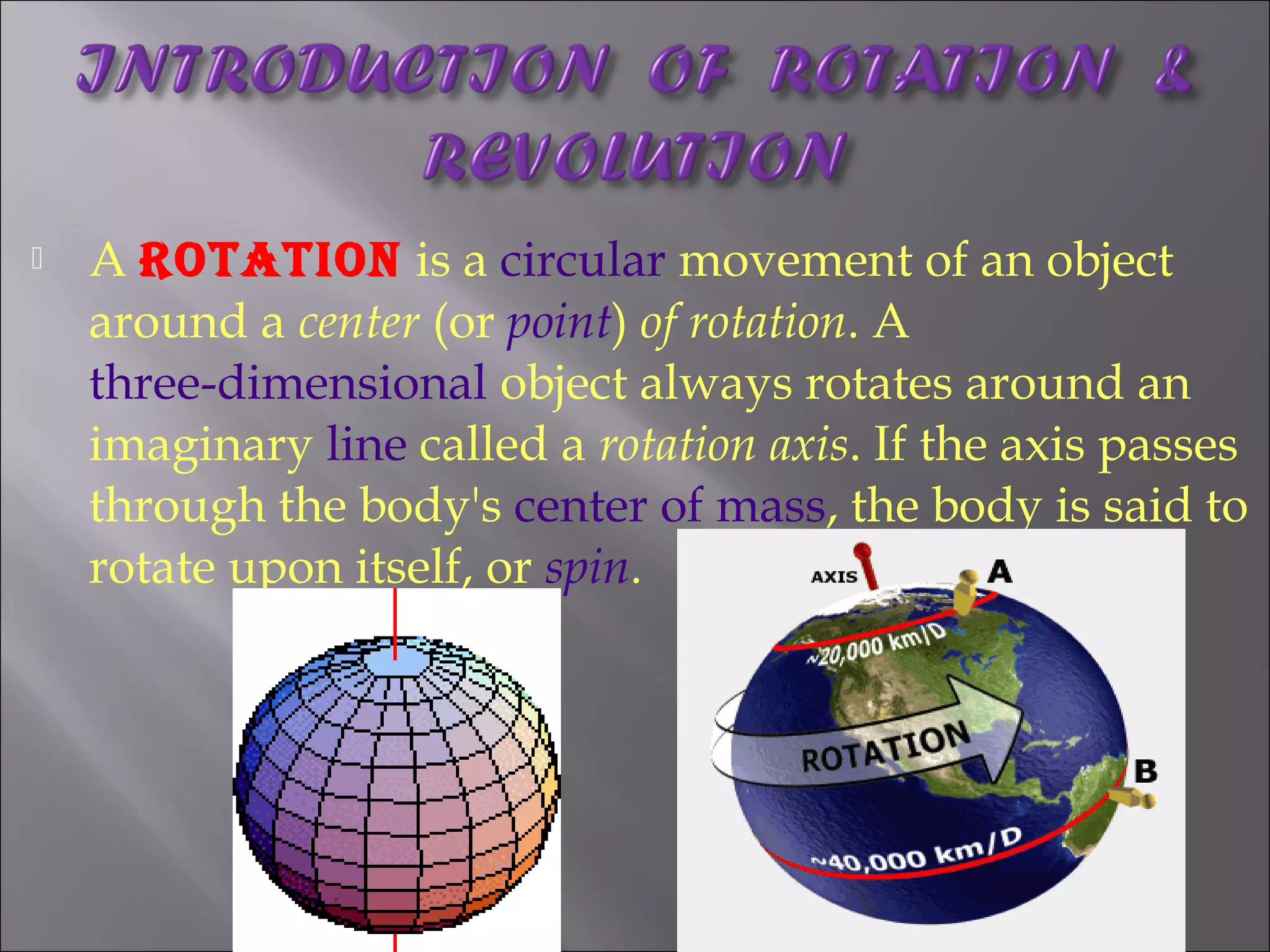 rotation and revolution ppt by Pratham Vats | PPT | Geography | Science