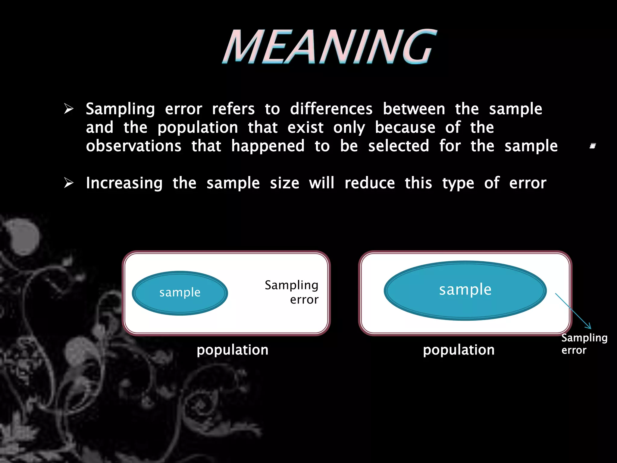 SAMPLING ERROR & DIFFERENCE BETWEEN PROBABILITY AND NON PROBABILITY ...