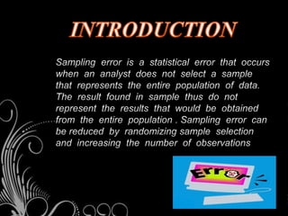 SAMPLING ERROR & DIFFERENCE BETWEEN PROBABILITY AND NON PROBABILITY ...