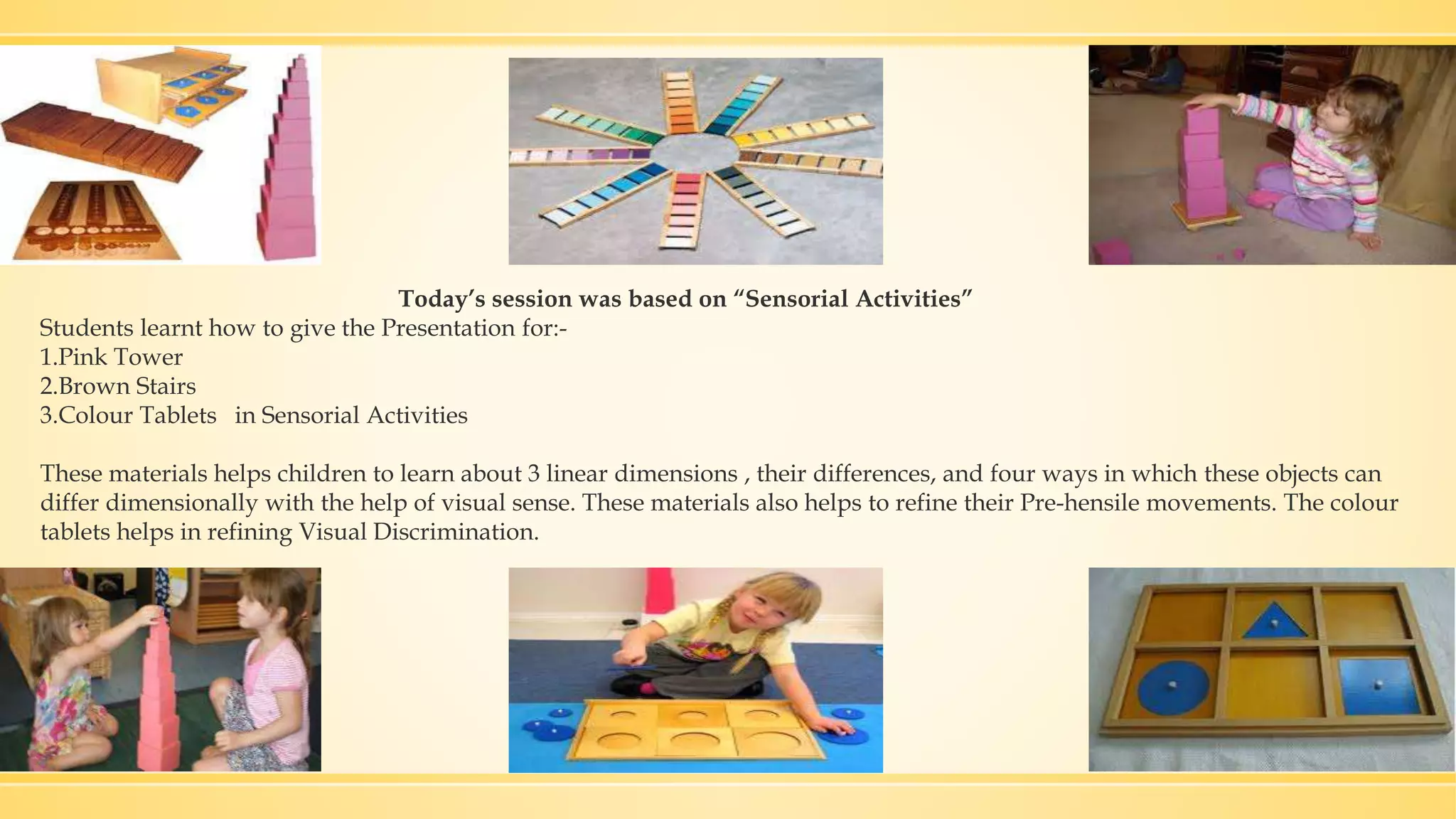Montessori-- Sensorial Activities Class at Preschool Teachers Training ...