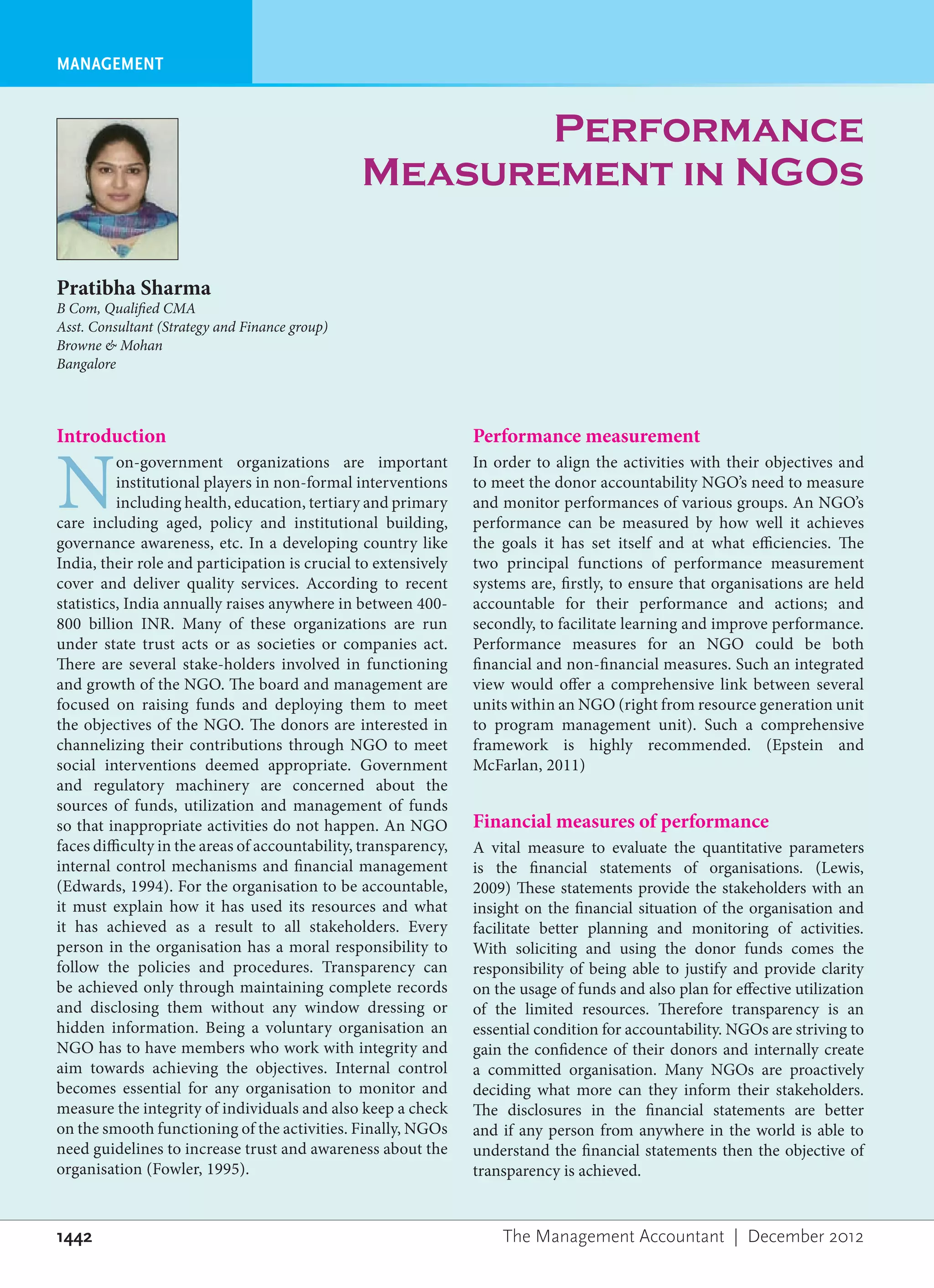 Performance Measurement in NGOs | PDF | Non-Profit Organizations | Industries