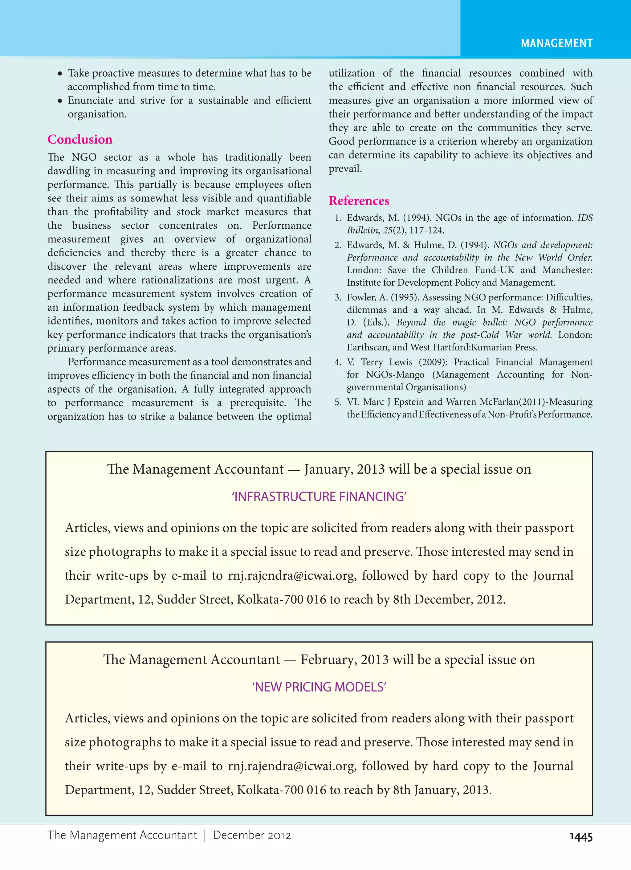 Performance Measurement in NGOs | PDF