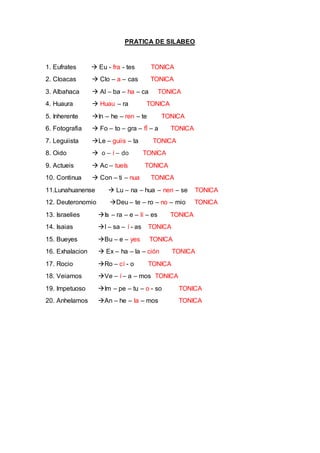 Pratica de silabeo | DOCX
