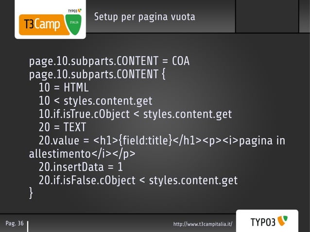 Pratica dopo il manuale Typoscript Reference | PPT