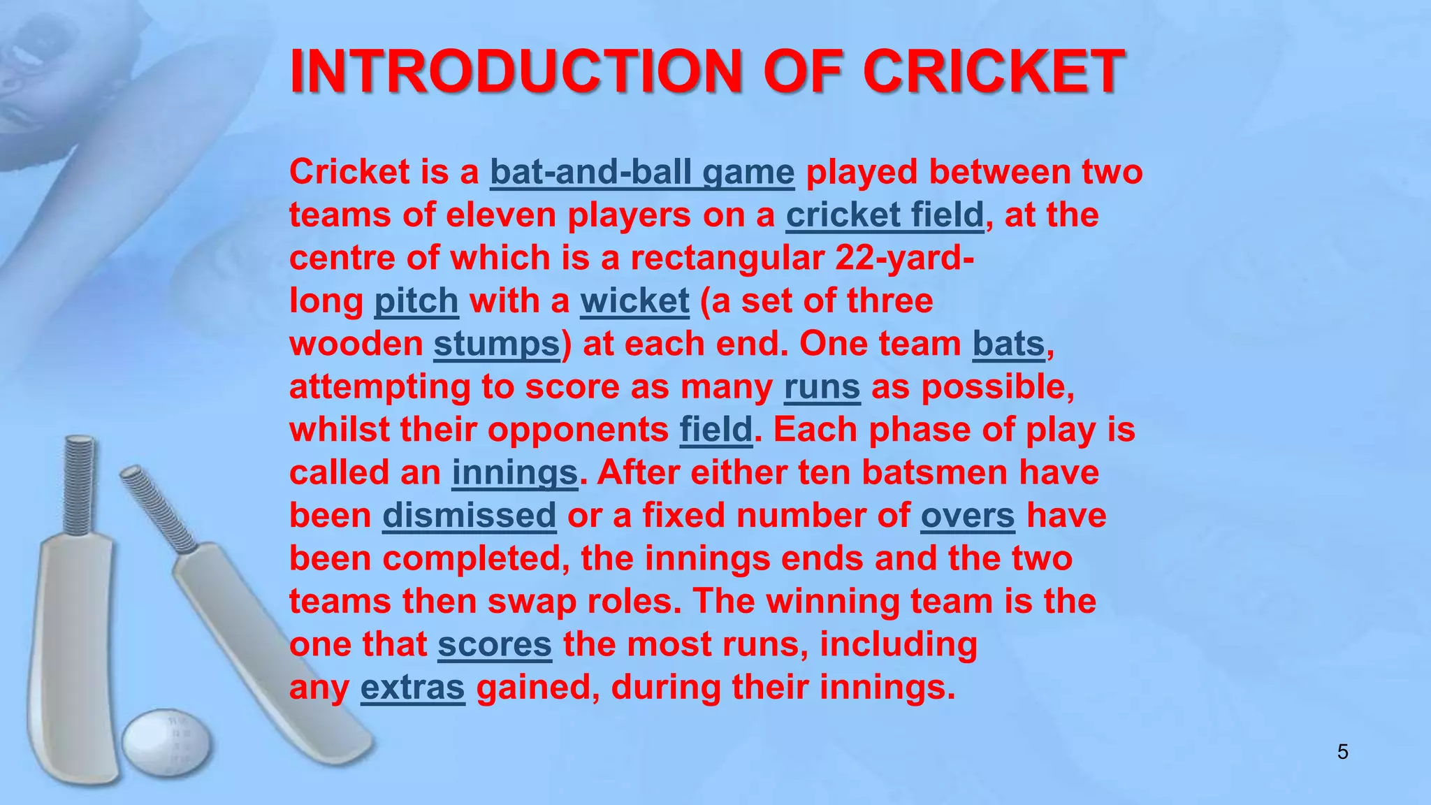 Introduction to the Game of Cricket | PDF