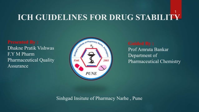 ICH Guideline for Drug Stability | PPT