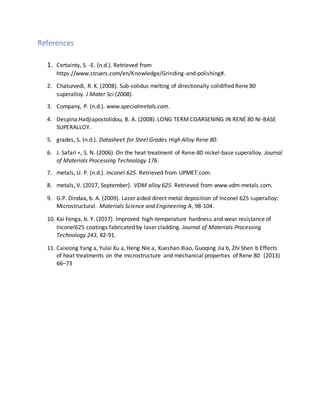 Laser Metal Deposition of Inconel 625 & Rene 80 | DOCX