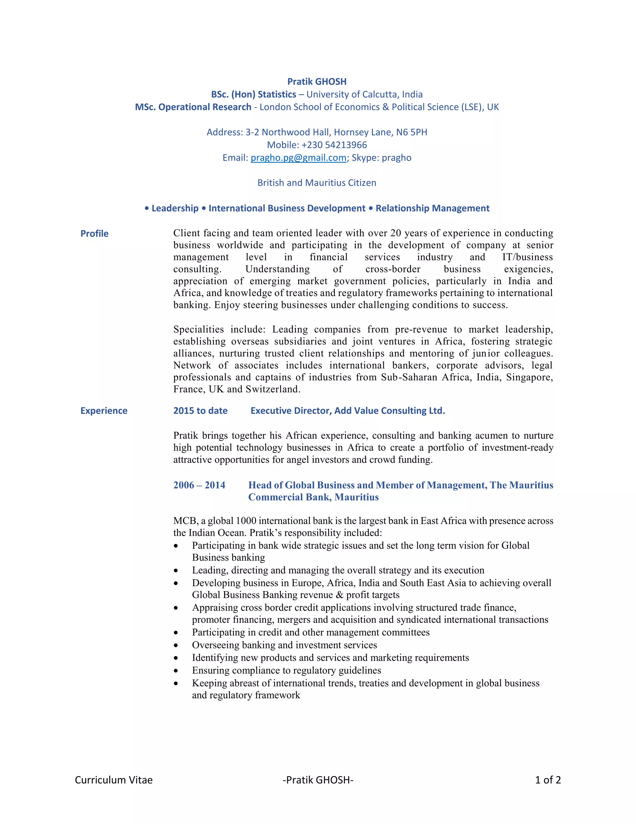 Pratik ghosh cv | PDF