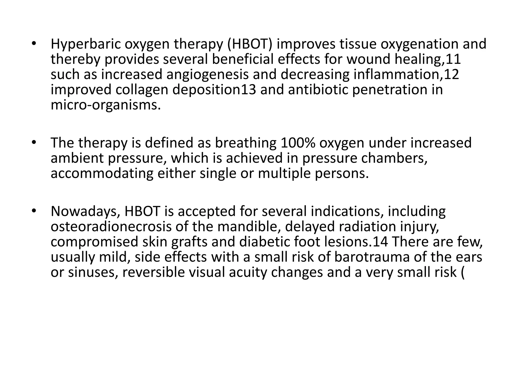 Hyperbaric oxygen therapy for wound management | PPTX
