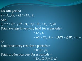 Mathematical model to Inventory Mnangement | PPT