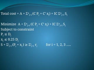 Mathematical model to Inventory Mnangement | PPT