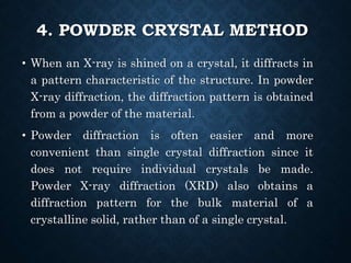 x-ray crystallography,bragg's law,different x-ray diffraction technique ...