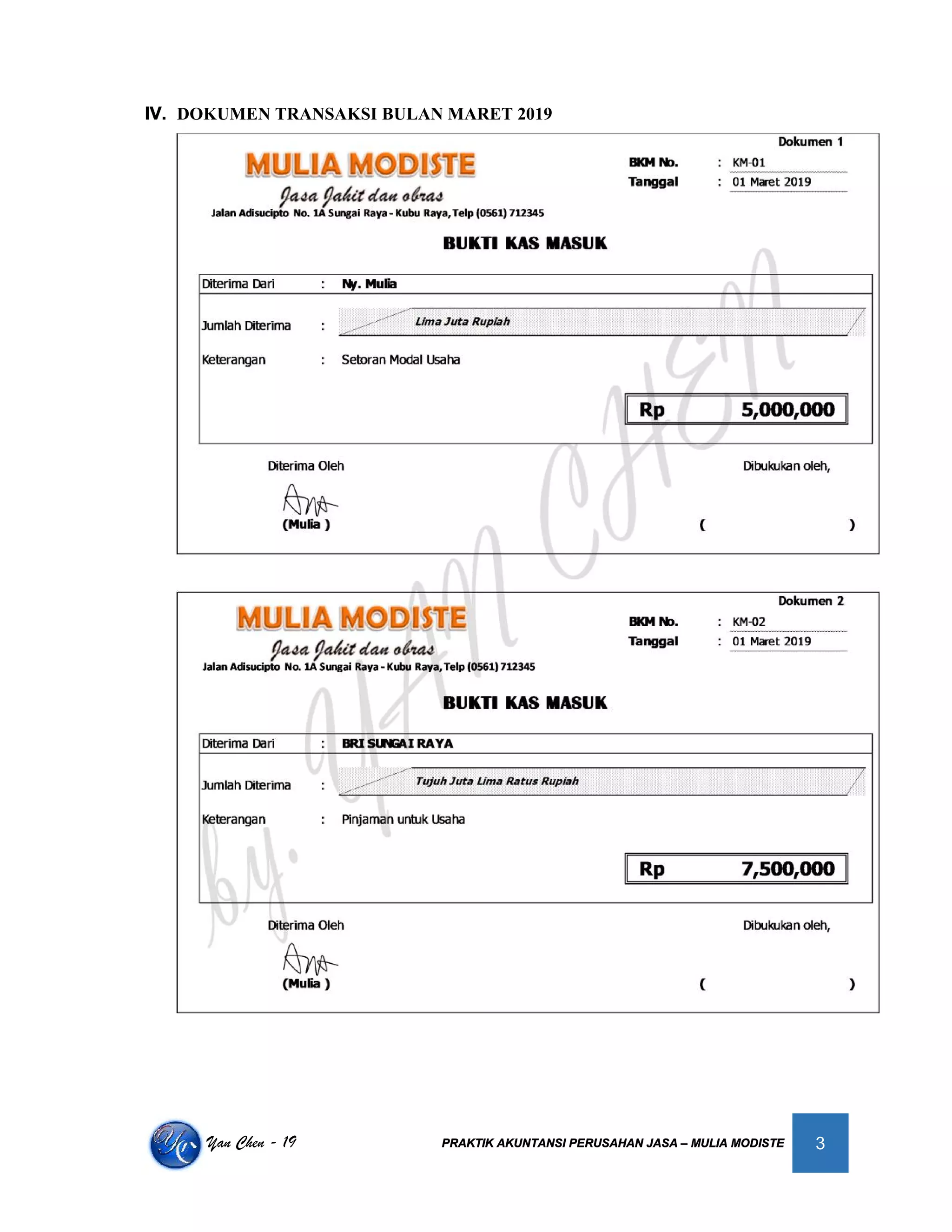 Pratikum akuntansi perusahaan jasa mulia modiste - lembar soal | PDF