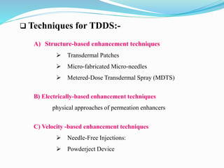 TRANSDERMAL DRUG DELIVERY SYSTEM | PPT
