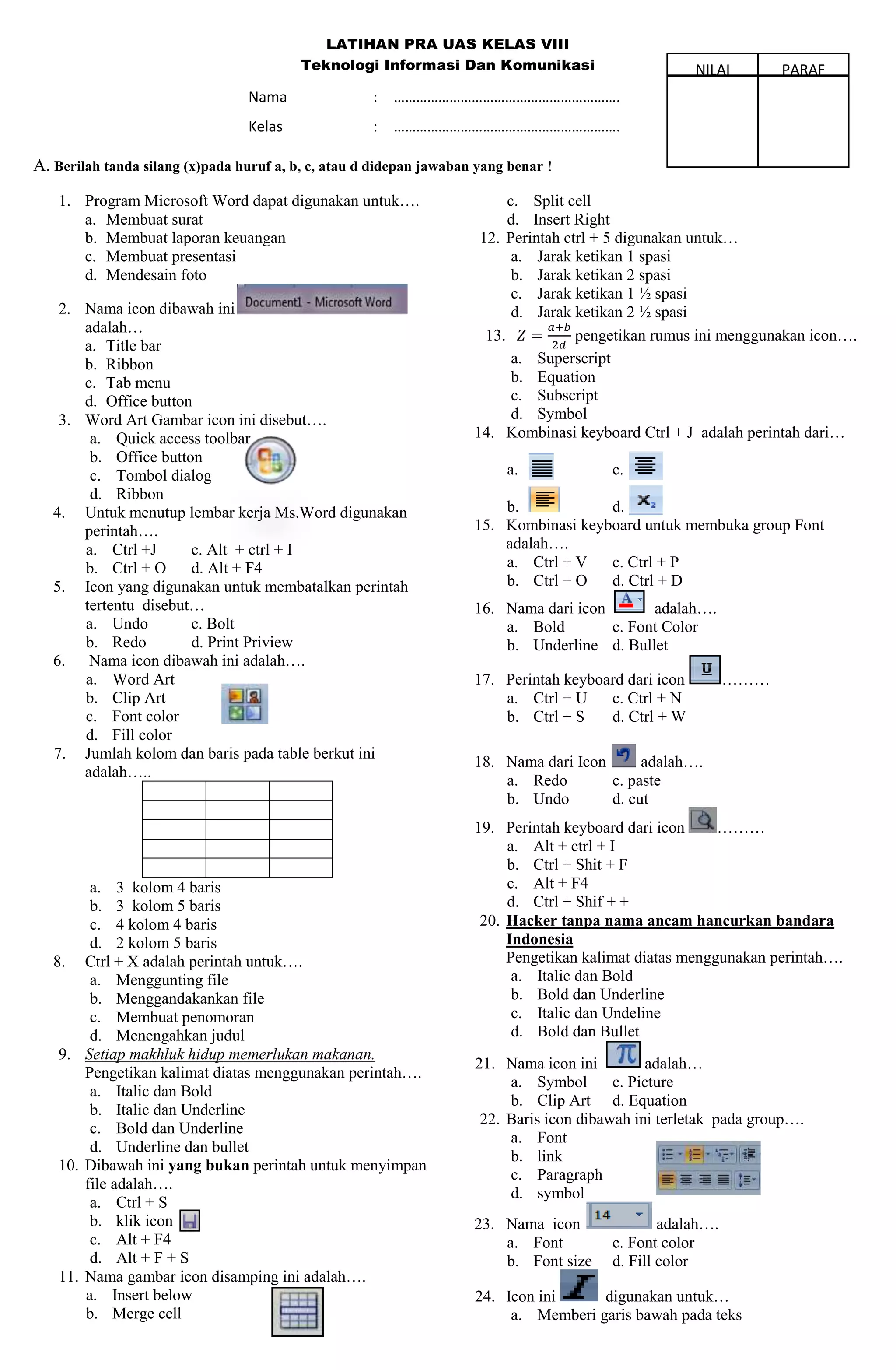 Pra uas kls 8 | DOCX