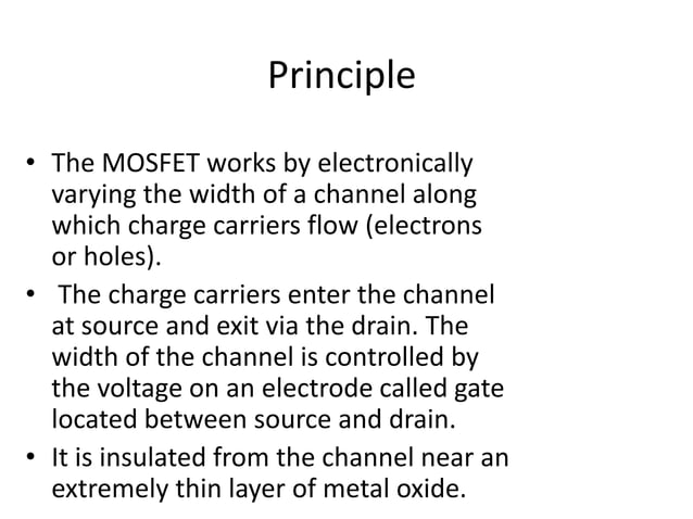 Field effect transistors and MOSFET's | PPTX