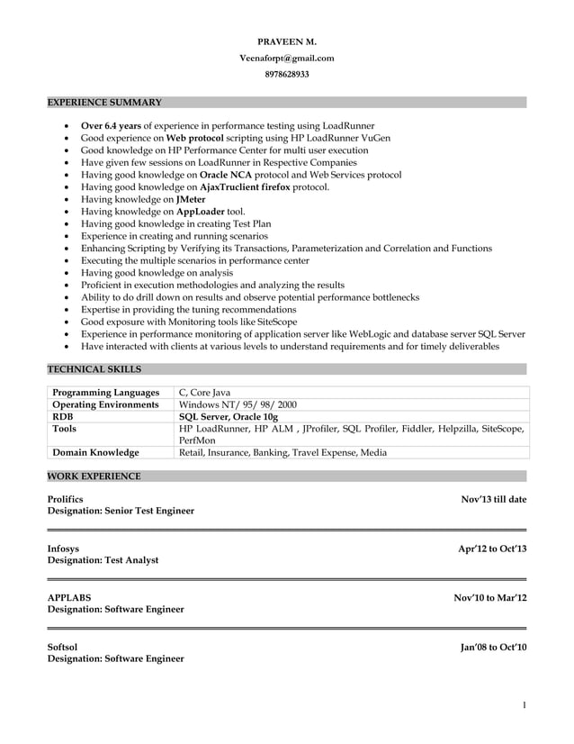 Praveen cv | PDF