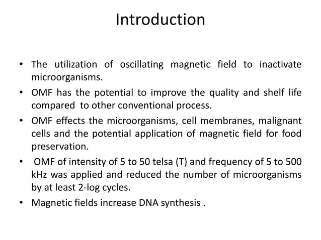Oscillating magnetic field for food processing | PPTX | Physics | Science