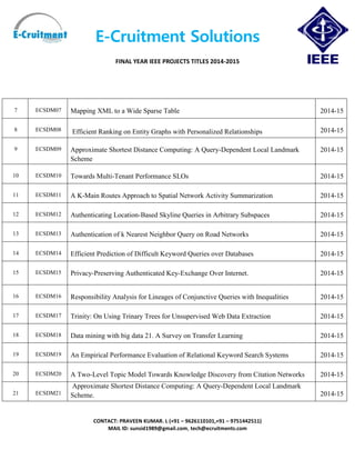 bulk ieee 2014-15 projects list for JAVA AND DOTNET | PDF