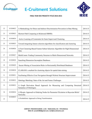 bulk ieee 2014-15 projects list for JAVA AND DOTNET | PDF