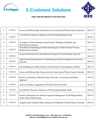 bulk ieee 2014-15 projects list for JAVA AND DOTNET | PDF