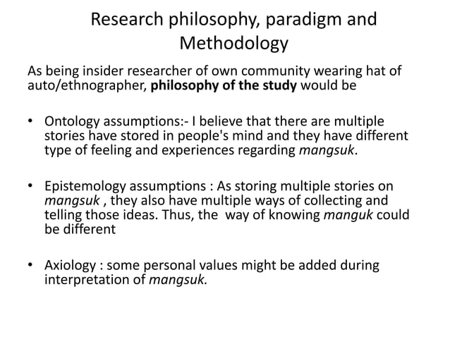 An auto/ethnography research proposal | PPTX