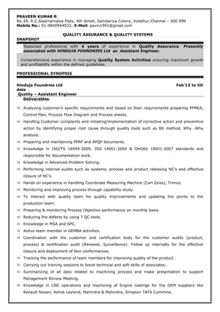 Praveen's resume | PDF