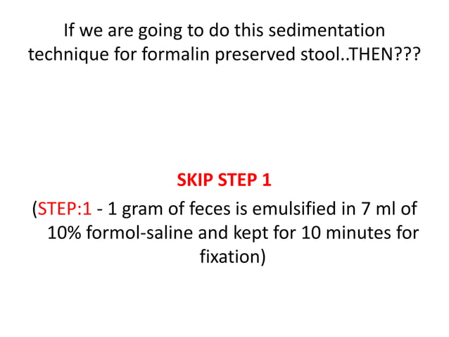 STOOL CONCENTRATION METHODS | PPTX | First Aid | Injuries