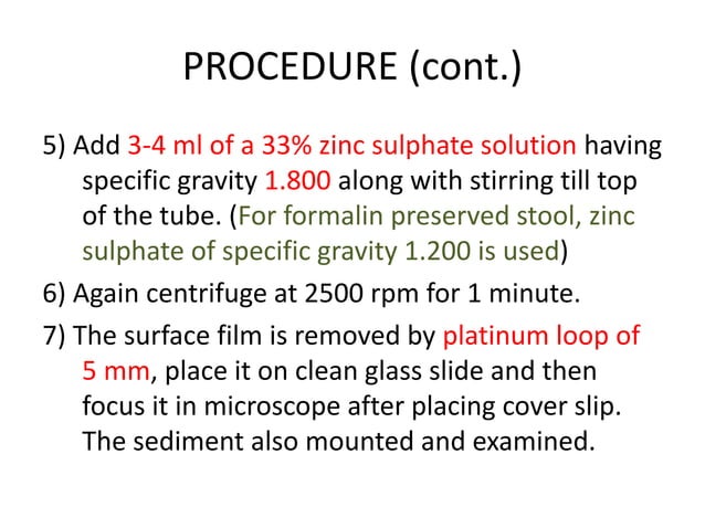 STOOL CONCENTRATION METHODS | PPTX | First Aid | Injuries
