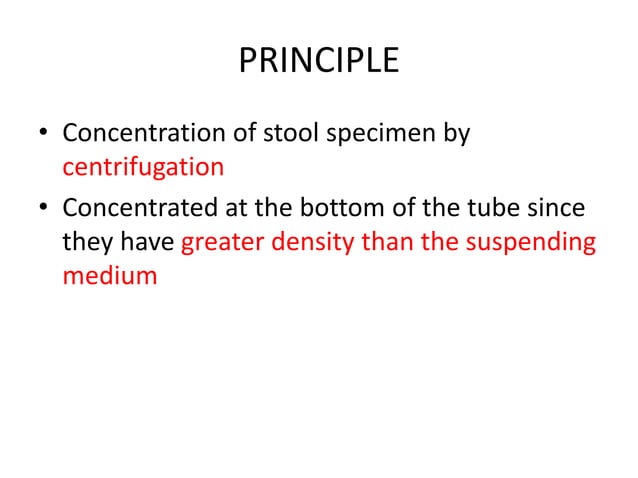 STOOL CONCENTRATION METHODS | PPTX | First Aid | Injuries