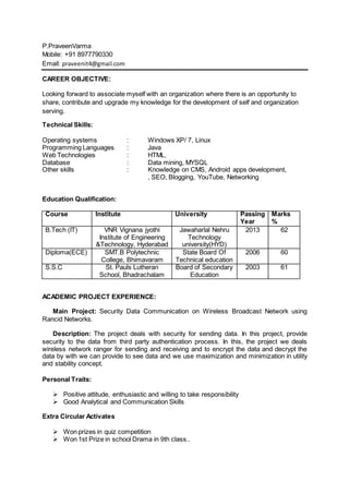Praveen varma fresher_resume | PDF
